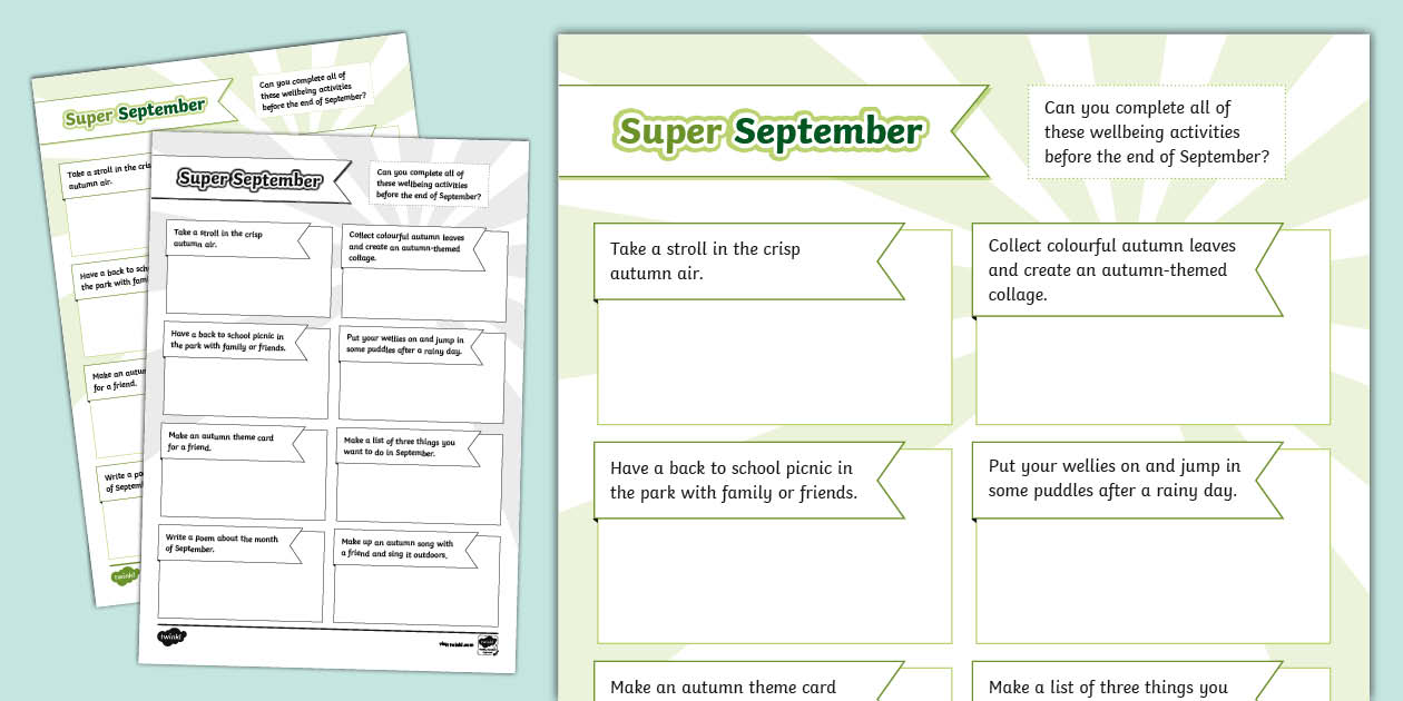 Super September Wellbeing Checklist (teacher made) - Twinkl