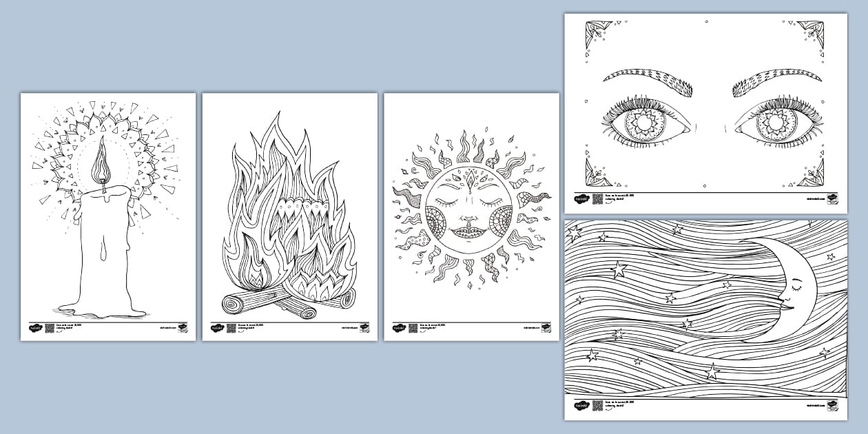 Light and Dark Themed Mindfulness Colouring Pages - Twinkl