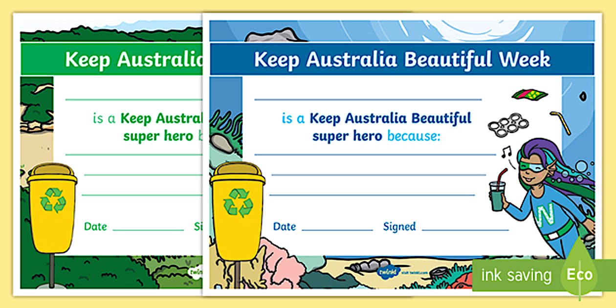 TAS Keep Australia Beautiful Week Certificates - Twinkl