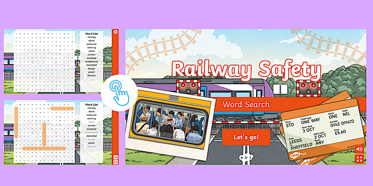 Railway Safety Interactive Word Search (teacher made)