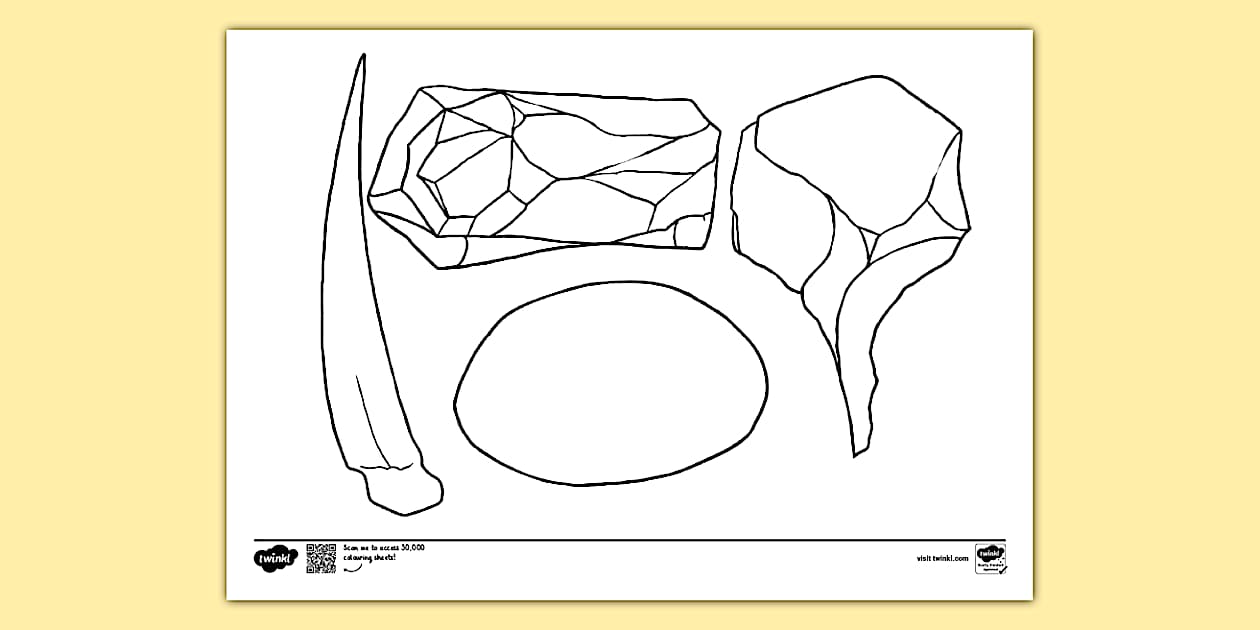 Stone Age Tools Colouring Page (teacher made) - Twinkl
