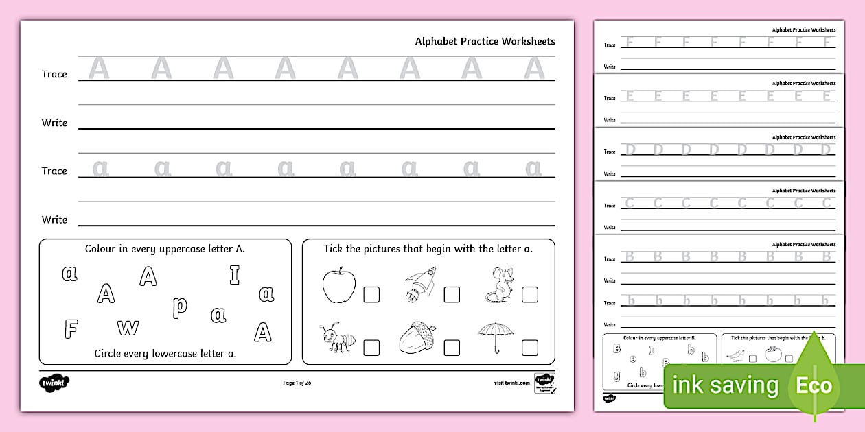 TAS Alphabet Practice Worksheets (teacher made) - Twinkl