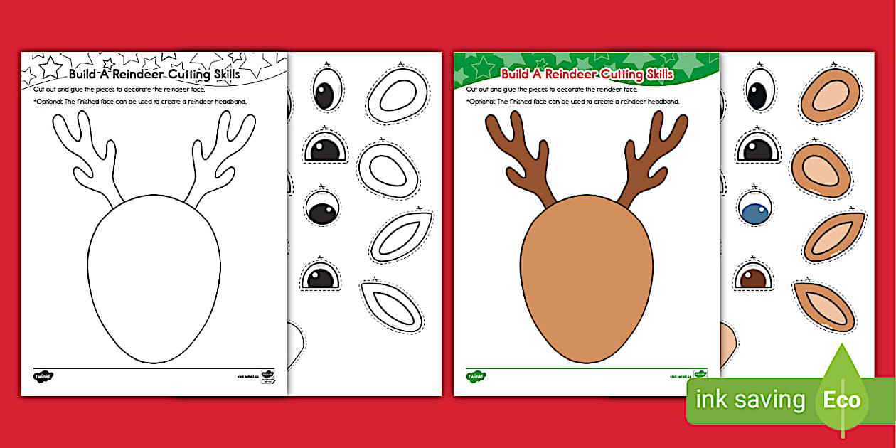 Reindeer Craft Template | Cutting Skills Activity - Twinkl