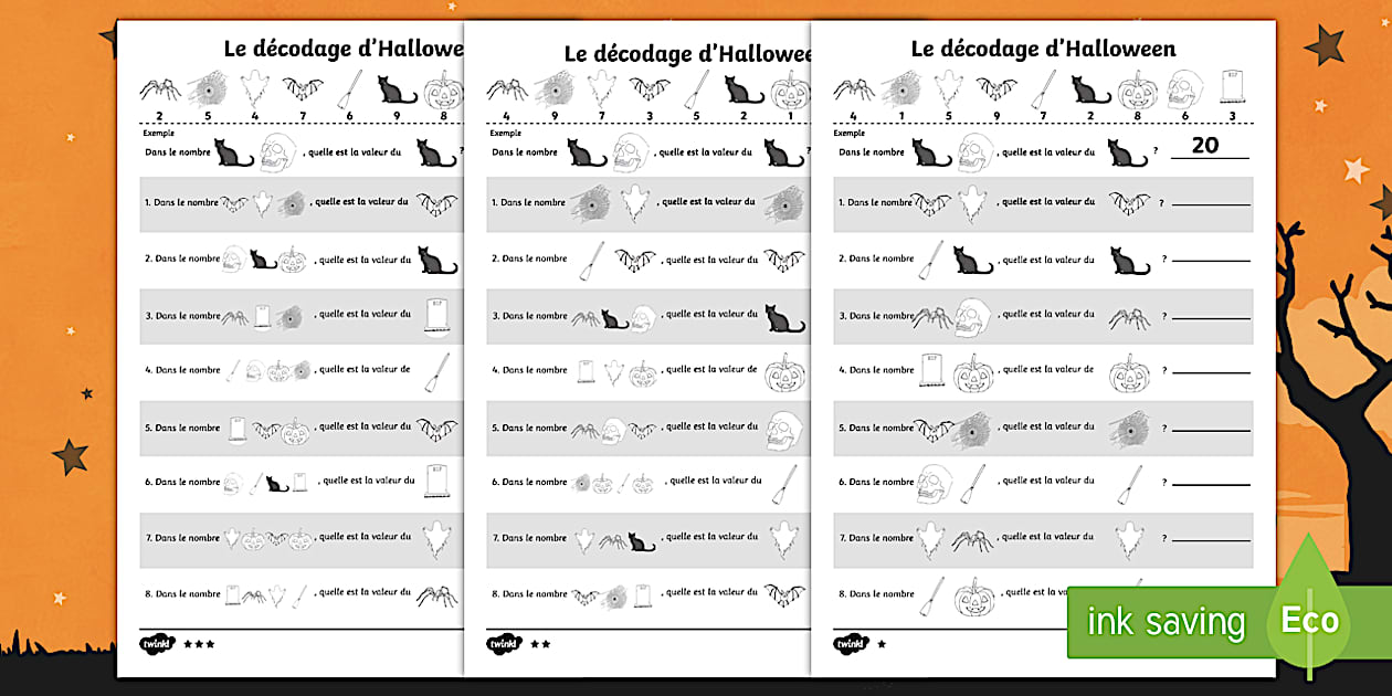 Feuilles d'activité : Le décodage d'Halloween - Twinkl