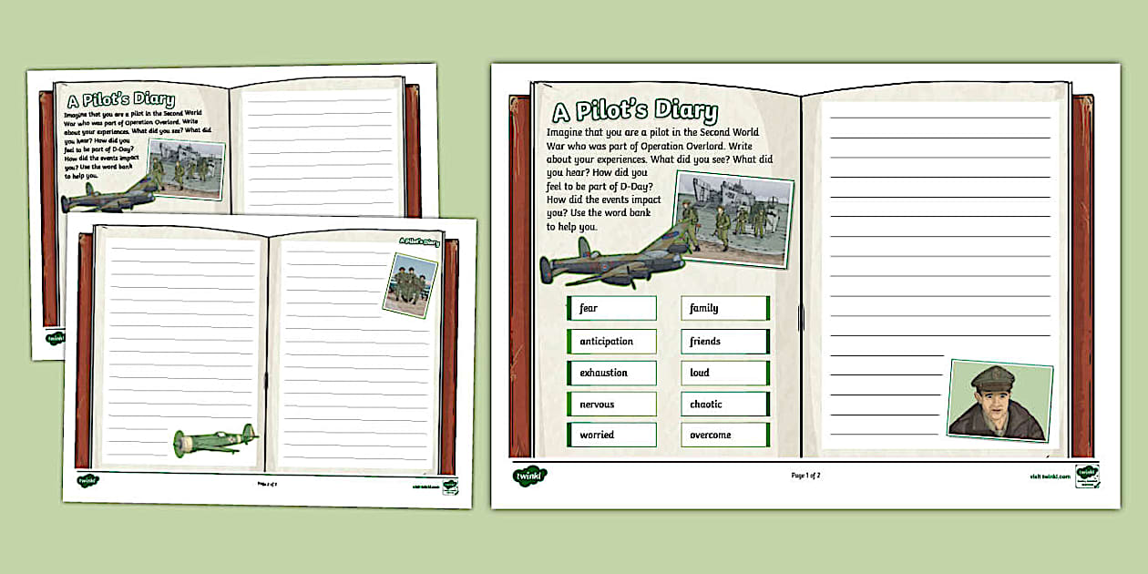 Diary of a Pilot on D-Day Writing Frame (teacher made)