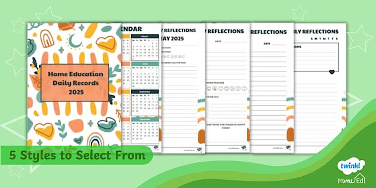 Home Education Daily Records and Reflection Journal - Twinkl