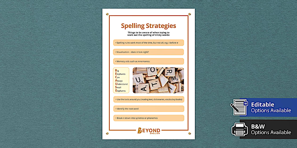 Spelling Techniques Poster | Spelling Strategies | KS3 SPaG