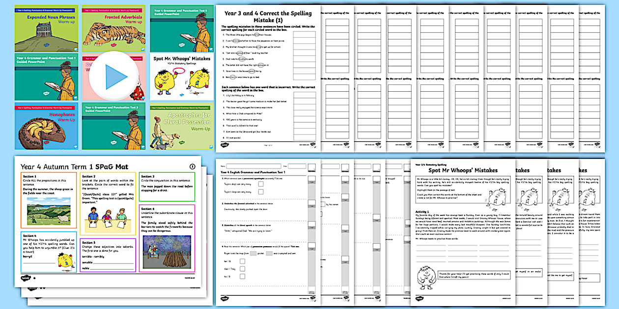 Year 4 Grammar, Punctuation & Spelling Worksheet Pack