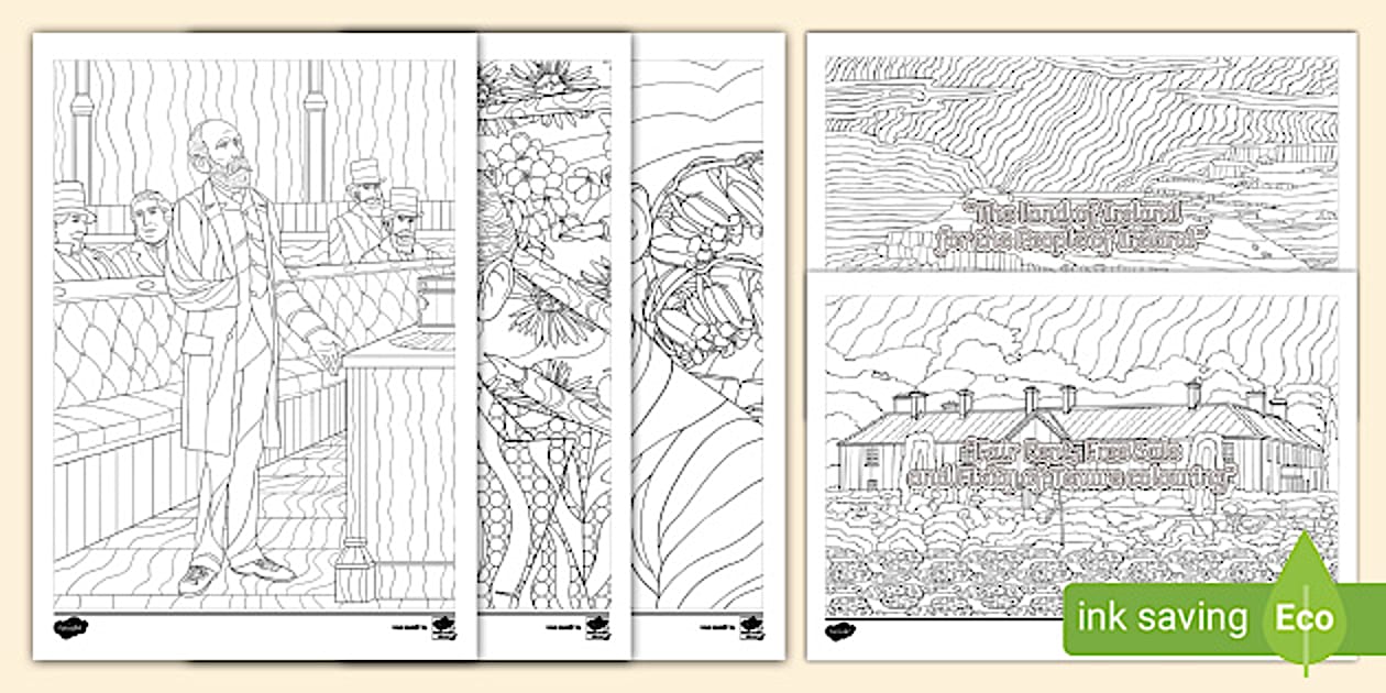 Michael Davitt and the Land League Mindfulness Colouring