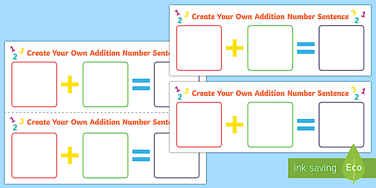 Editable Create Your Own Addition Number Sentence Worksheet