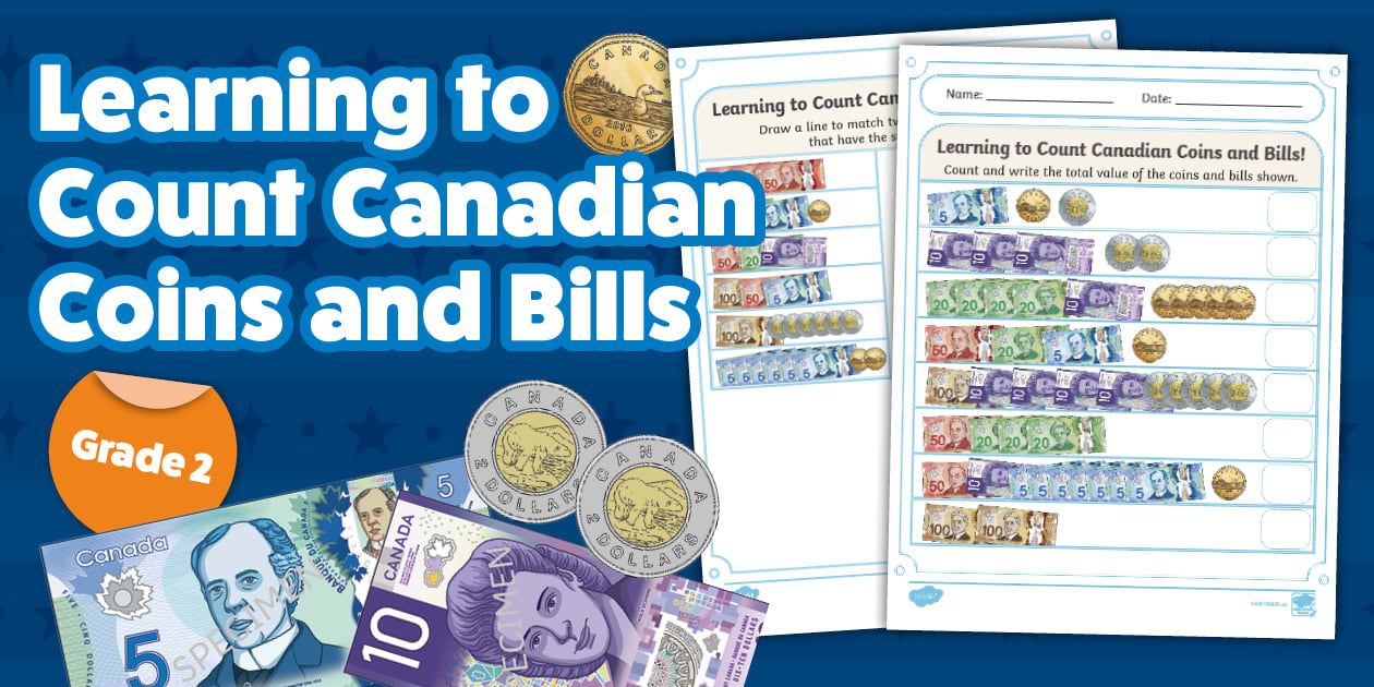 Counting Canadian Coins and Bills Up to $200 Activity