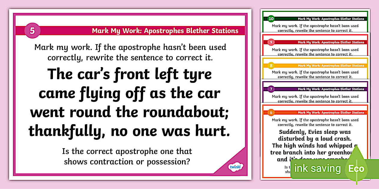 Mark My Work: Apostrophes Blether Stations - Twinkl