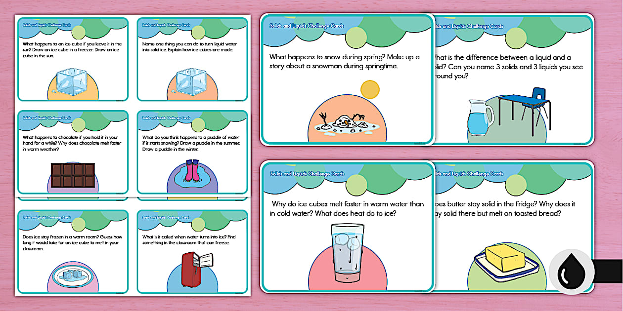 * NEW * Solids and Liquids Challenge Cards (teacher made)