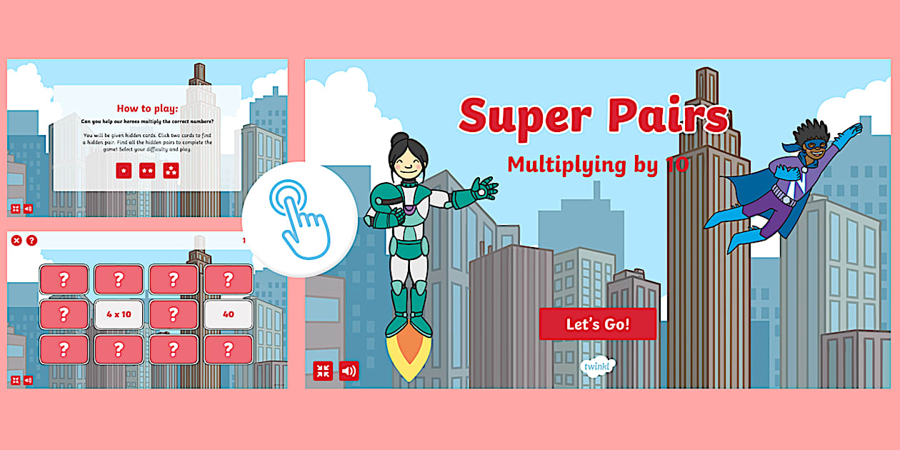 Super Pairs Multiplying by 10 Pairing Game (teacher made)