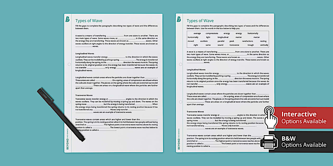 Types of Wave Gap-Fill | Science | Beyond Secondary - Twinkl