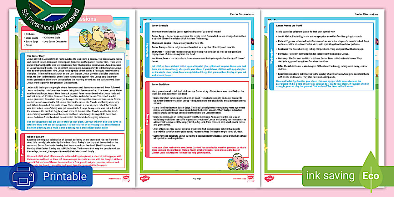 Easter Morning Ring Discussion Sheets | Resources - Twinkl