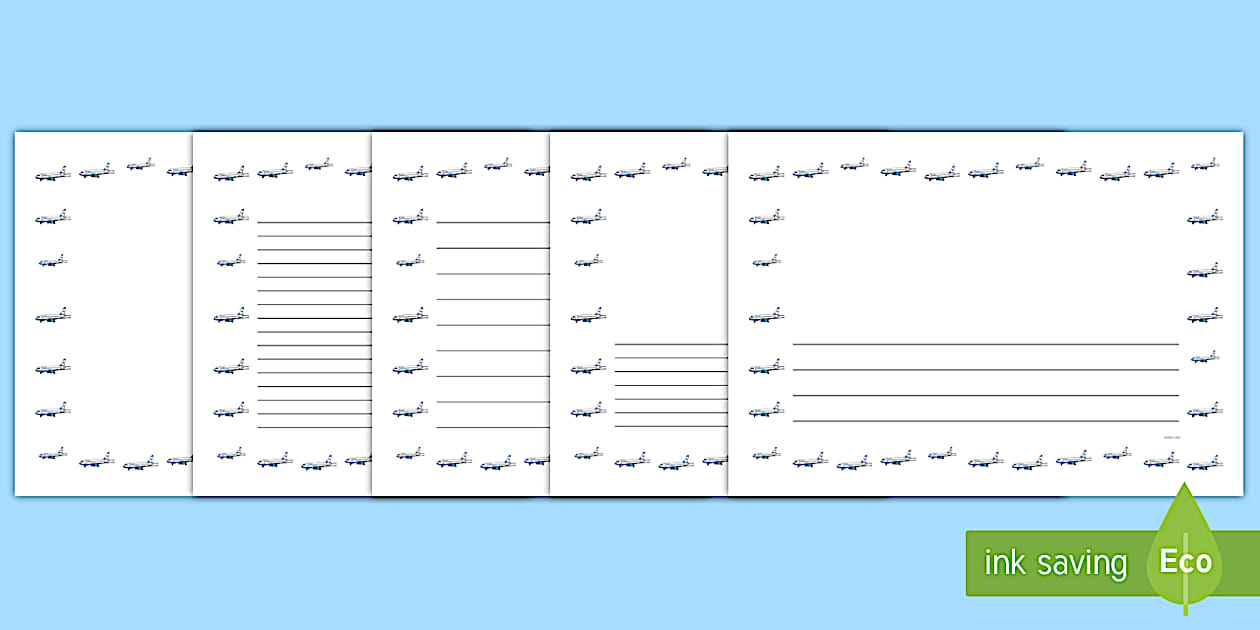 Editable Aeroplane Landscape Page Borders (teacher made)