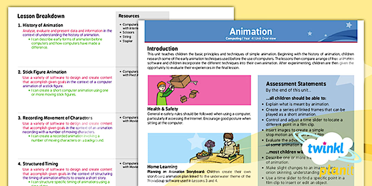 Computing: Animation Year 4 Planning Overview (teacher made)