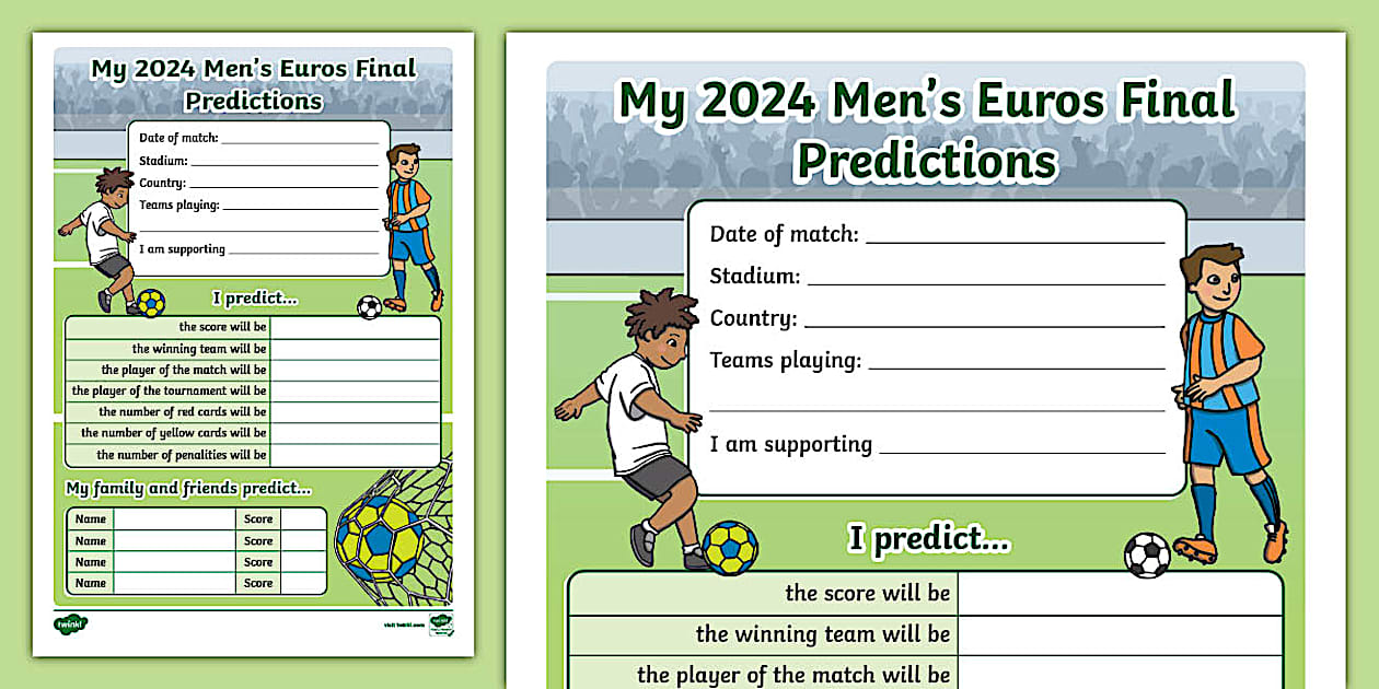 KS1 My 2024 Men's Euros Final Predictions Worksheet - Twinkl