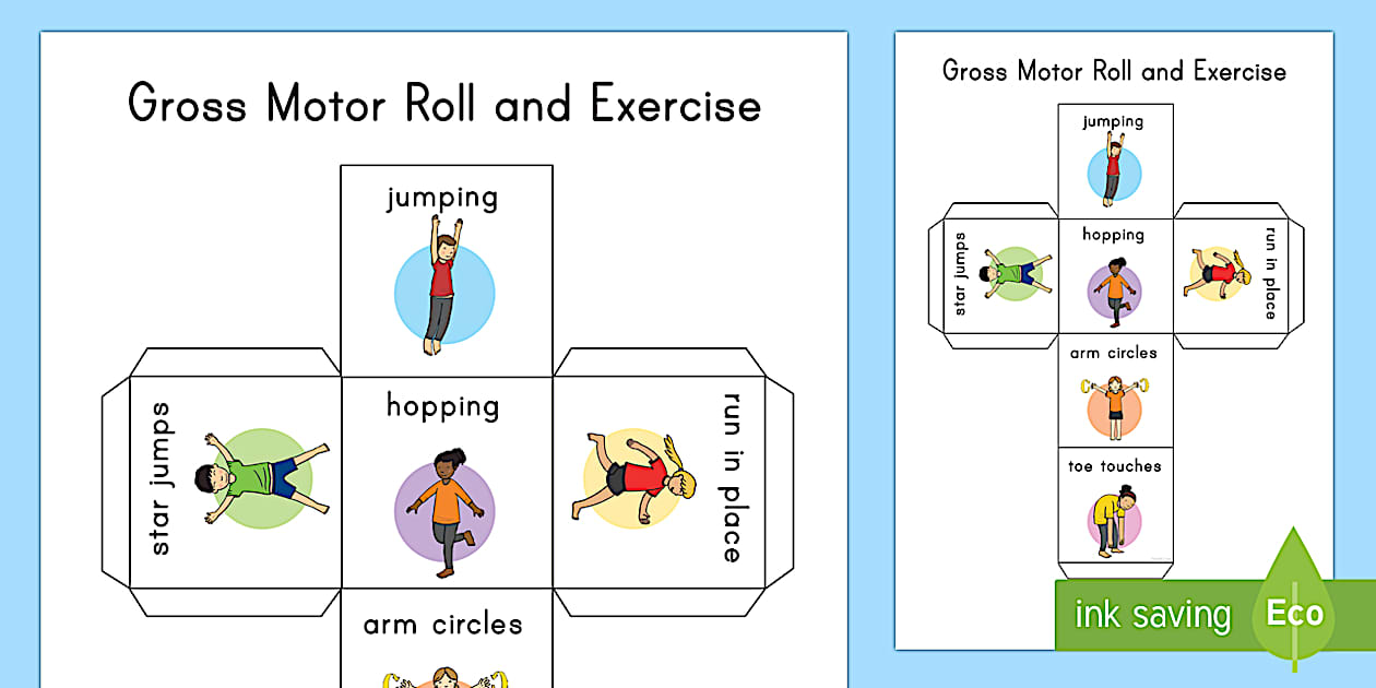 Roll and Exercise Gross Motor Worksheet Dice (teacher made)