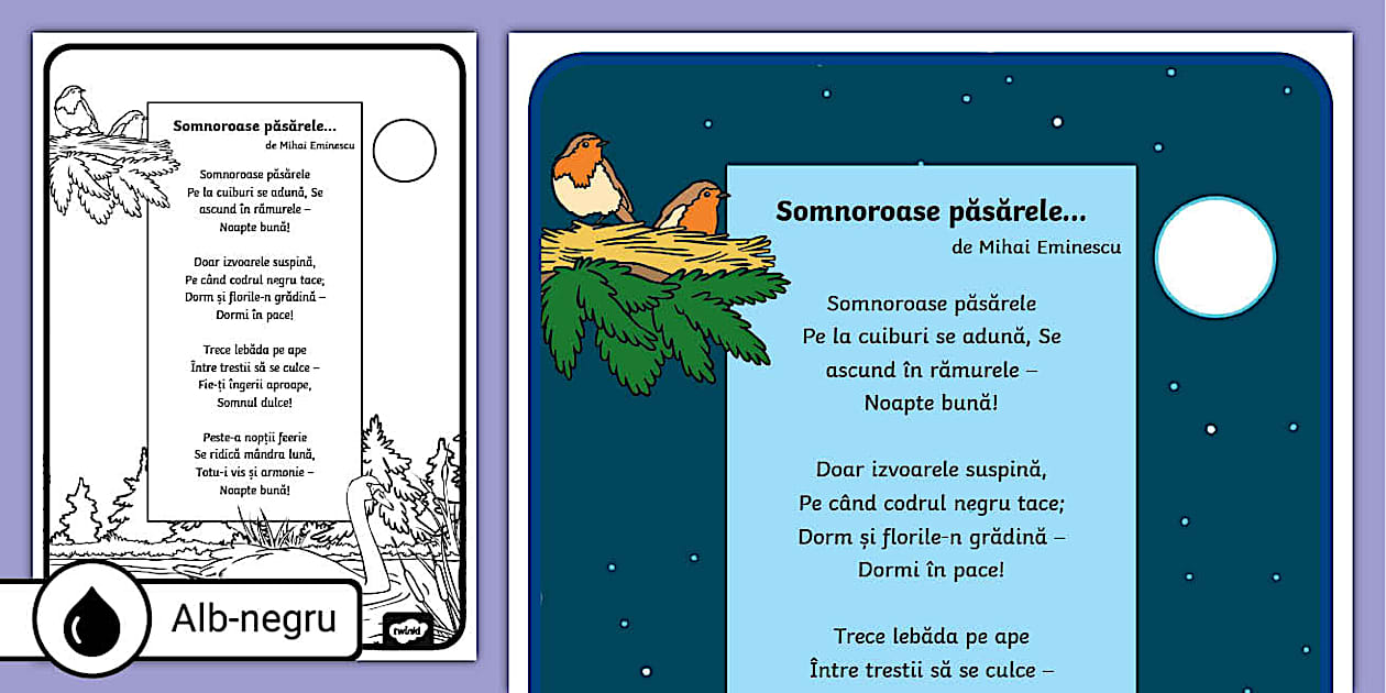 Somnoroase păsărele de Mihai Eminescu - Twinkl România