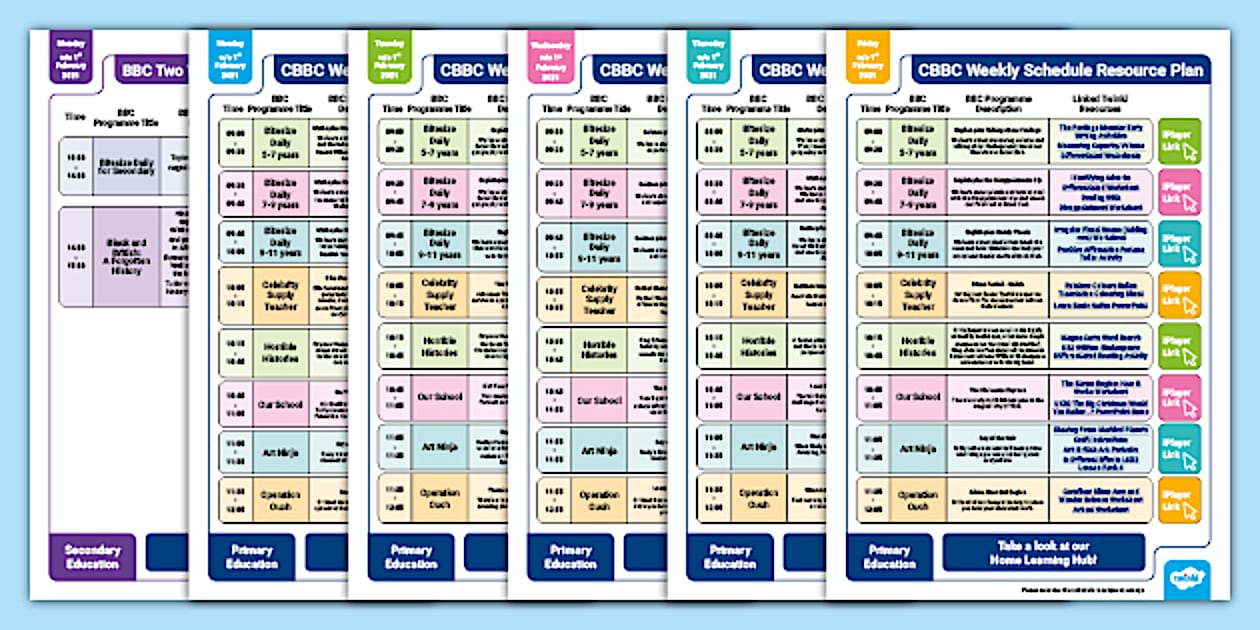 FREE! - BBC Weekly Schedule Resource Plan: w/c 1st February 2021
