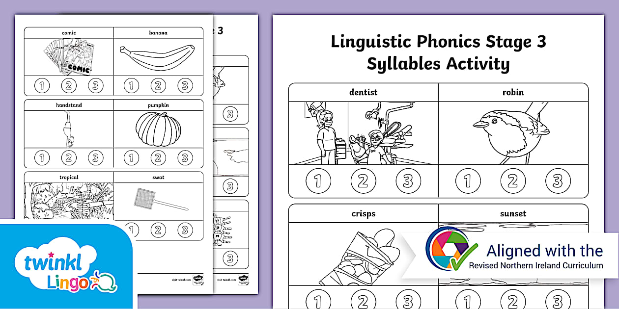 Linguistic Phonics Stage 3 Syllables Activity Sheet - Twinkl