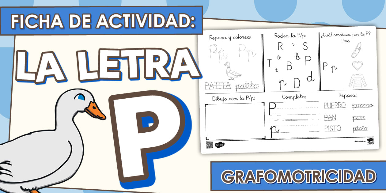Ficha de actividad: La letra P - Grafomotricidad
