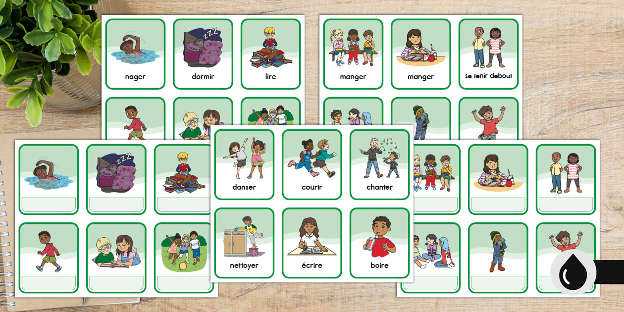 What Are They Doing Action Verb Cards French (teacher made)