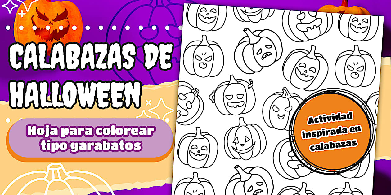 Hoja para colorear: Garabatos - Calabazas de Halloween