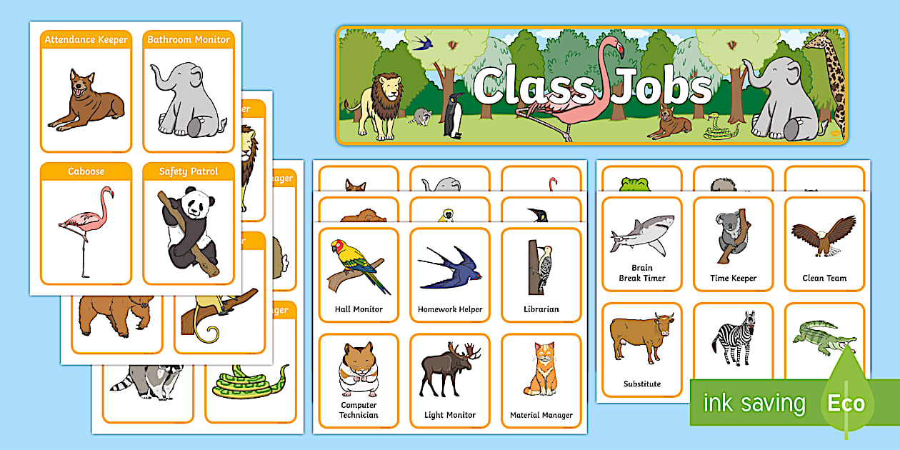 Animals Classroom Jobs Pack (teacher made) - Twinkl