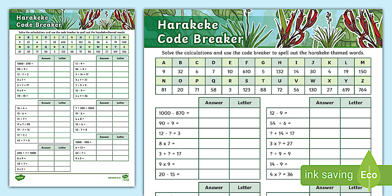 Harakeke Stage 6 Code Breaker (teacher made) - Twinkl