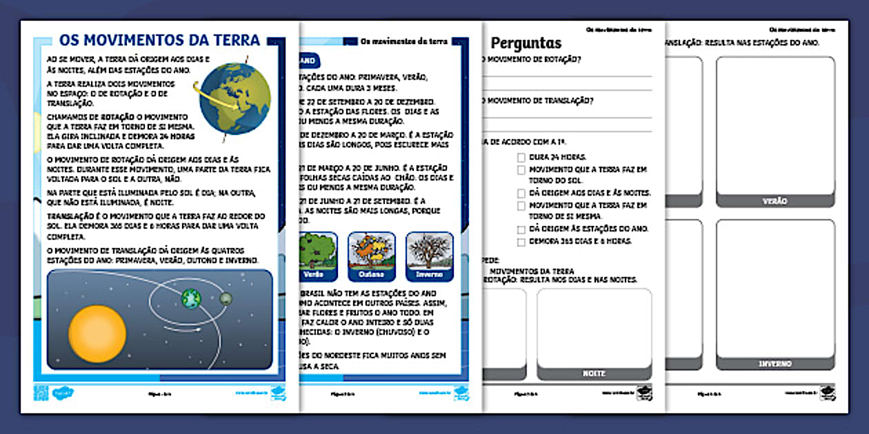 Atividade sobre os movimentos da Terra (teacher made)