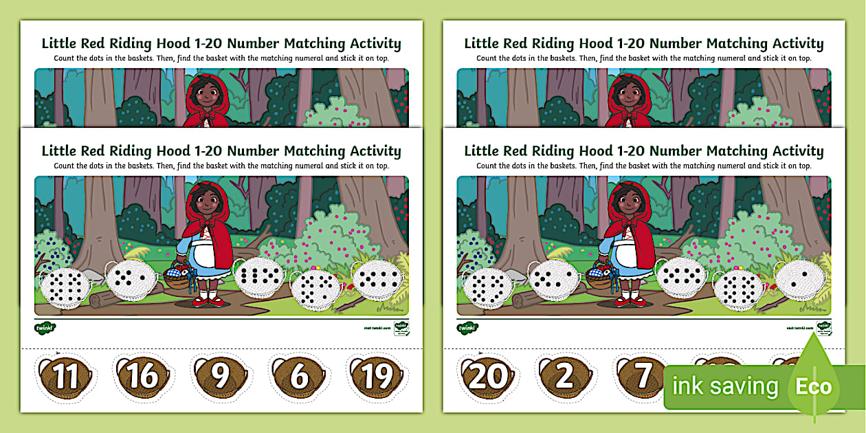 👉 Little Red Riding Hood 1-20 Number Matching Activity - EYFS