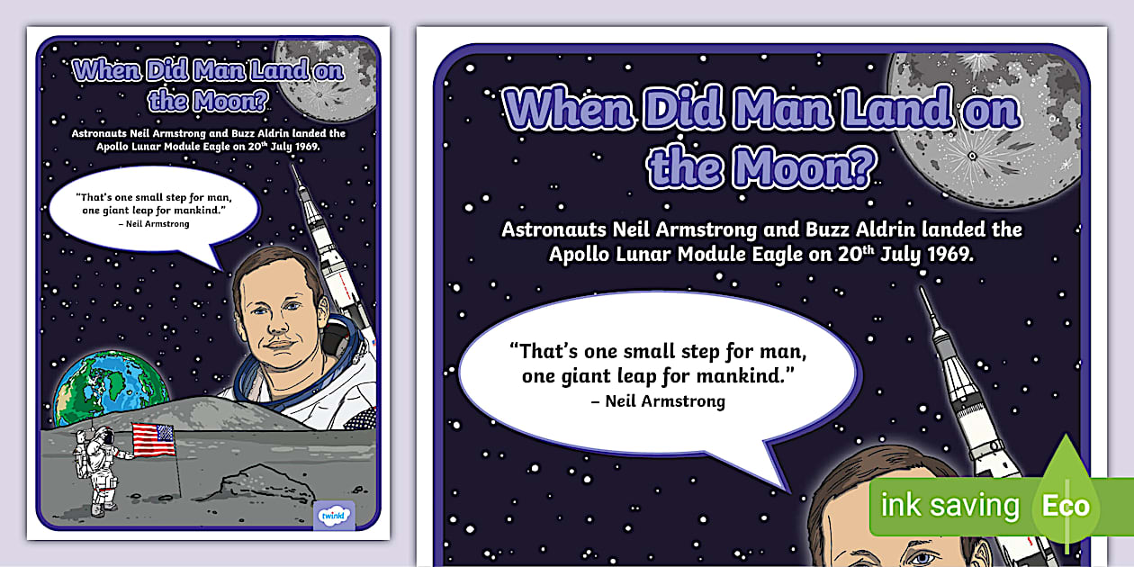 Moon Landing Date Poster (Lehrer gemacht) - Twinkl