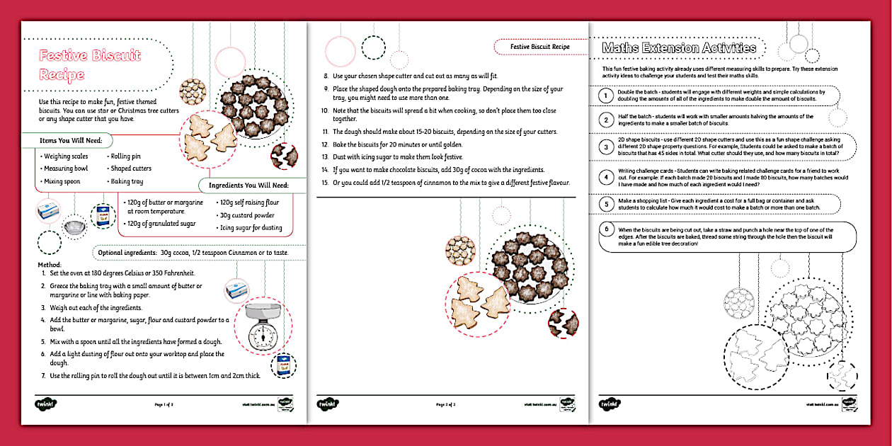 Festive Baking Maths Activity (Teacher-Made) - Twinkl