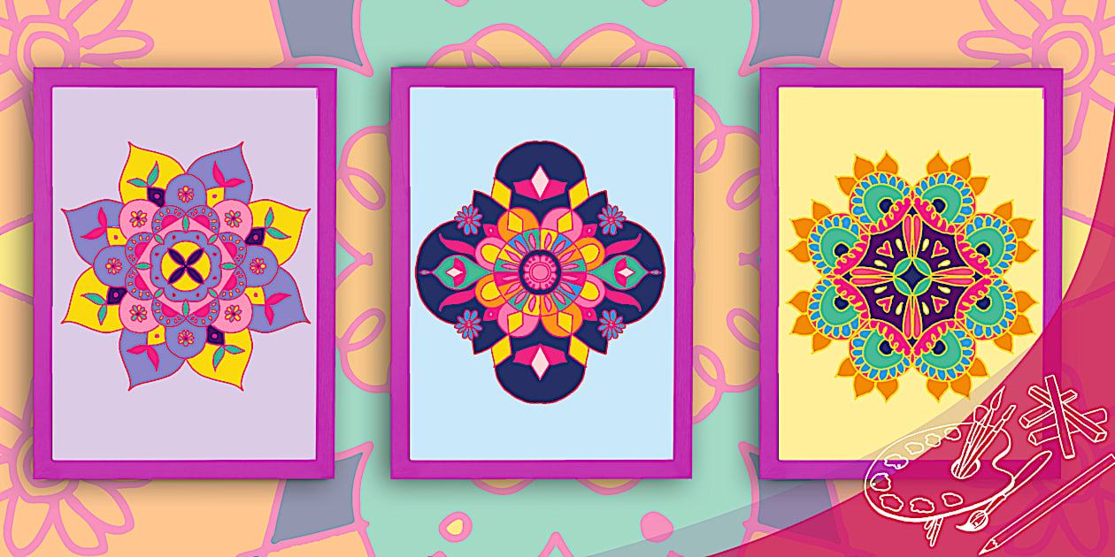 Diwali Rangoli Pattern Posters Pack | Twinkl Art Gallery