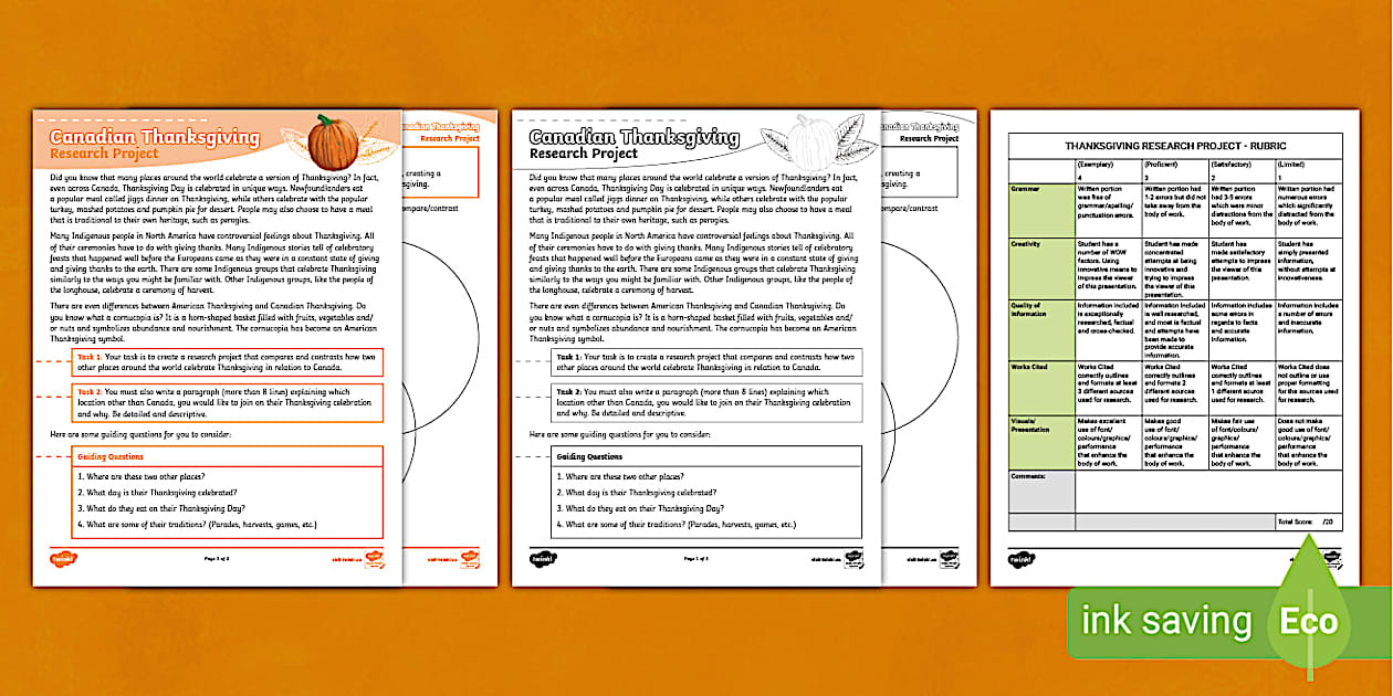 Thanksgiving Research Project - Twinkl - CA (Teacher-Made)