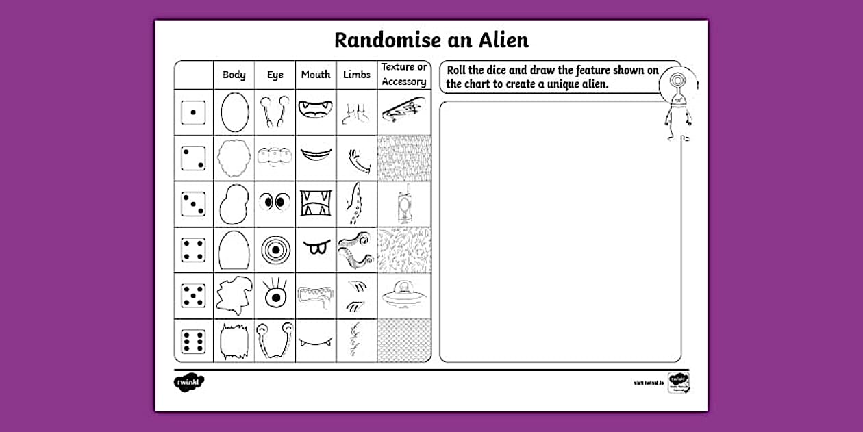 Randomise an Alien Drawing Template (Teacher-Made) - Twinkl