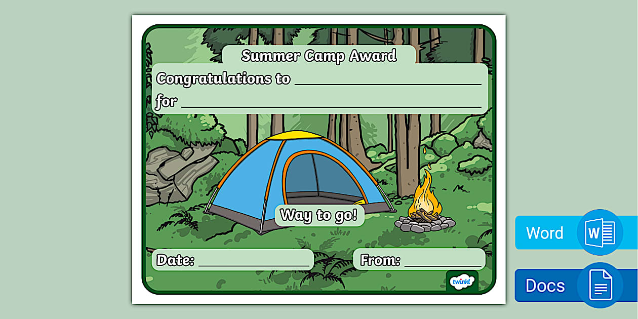 Editable Summer Camp Certificates (creat de profesori)