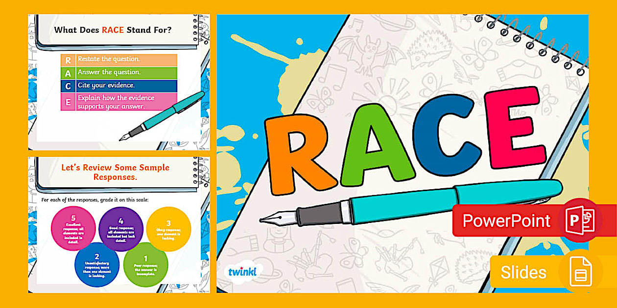 Writing RACE Responses PowerPoint & Slides for 6th-8th Gr