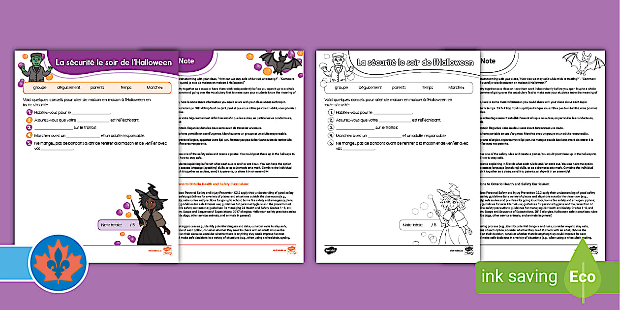 Halloween Cloze Activity French - Twinkl