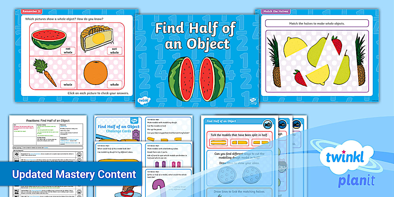 👉 Y1 Fractions - Halves PlanIt Maths Lesson 1 - Twinkl