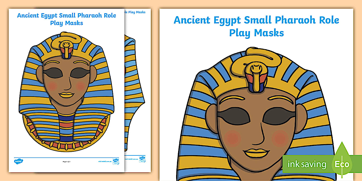 Ancient Egypt Small Pharaoh Role Play Masks - Twinkl
