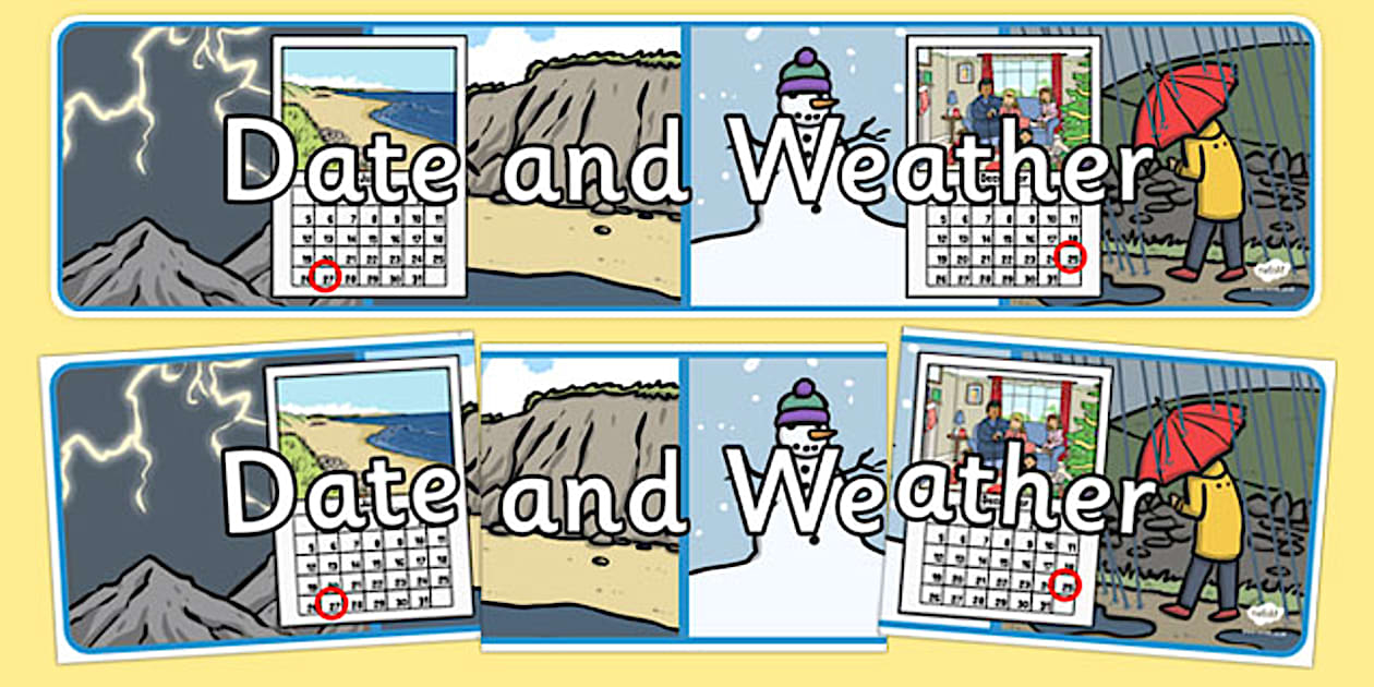 Cursive Date and Weather Display Banner (teacher made)