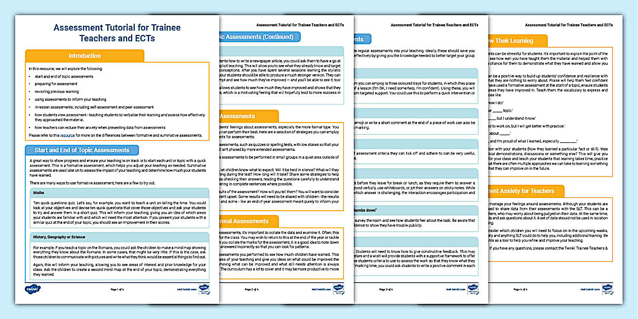 Assessment Tutorial for Trainee Teachers and ECTs - Twinkl