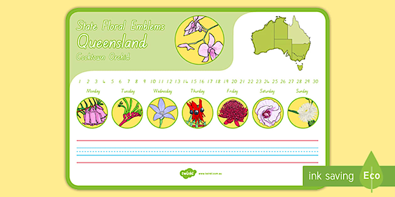Australian States Floral Emblem Queensland Desk Mat - Twinkl