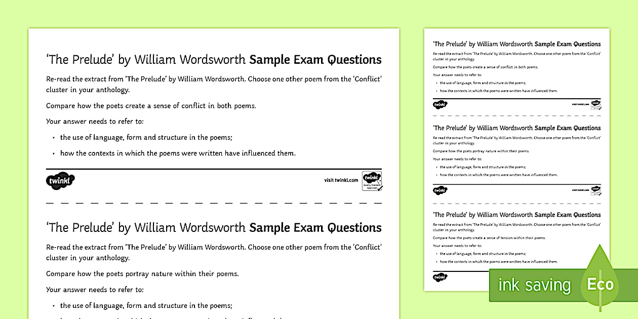 Editable GCSE Poetry Exam Questions Pack to Support Teaching on an Extract