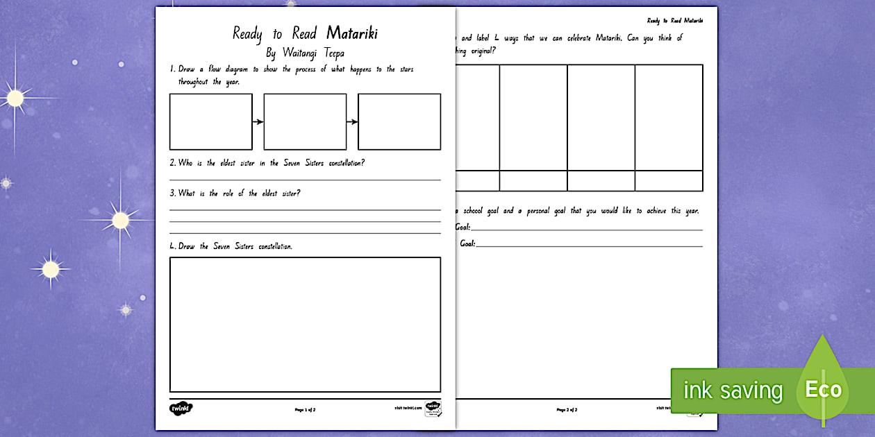 Ready to Read Matariki NZ Comprehension Worksheet - Twinkl