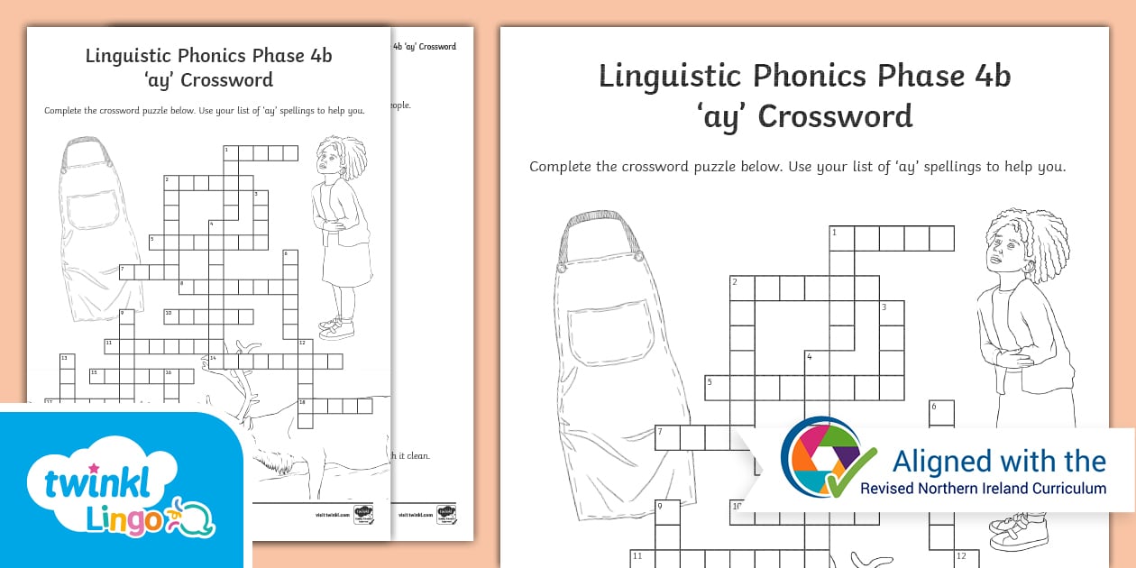 Linguistic Phonics Phase 4b 'ay' Crossword